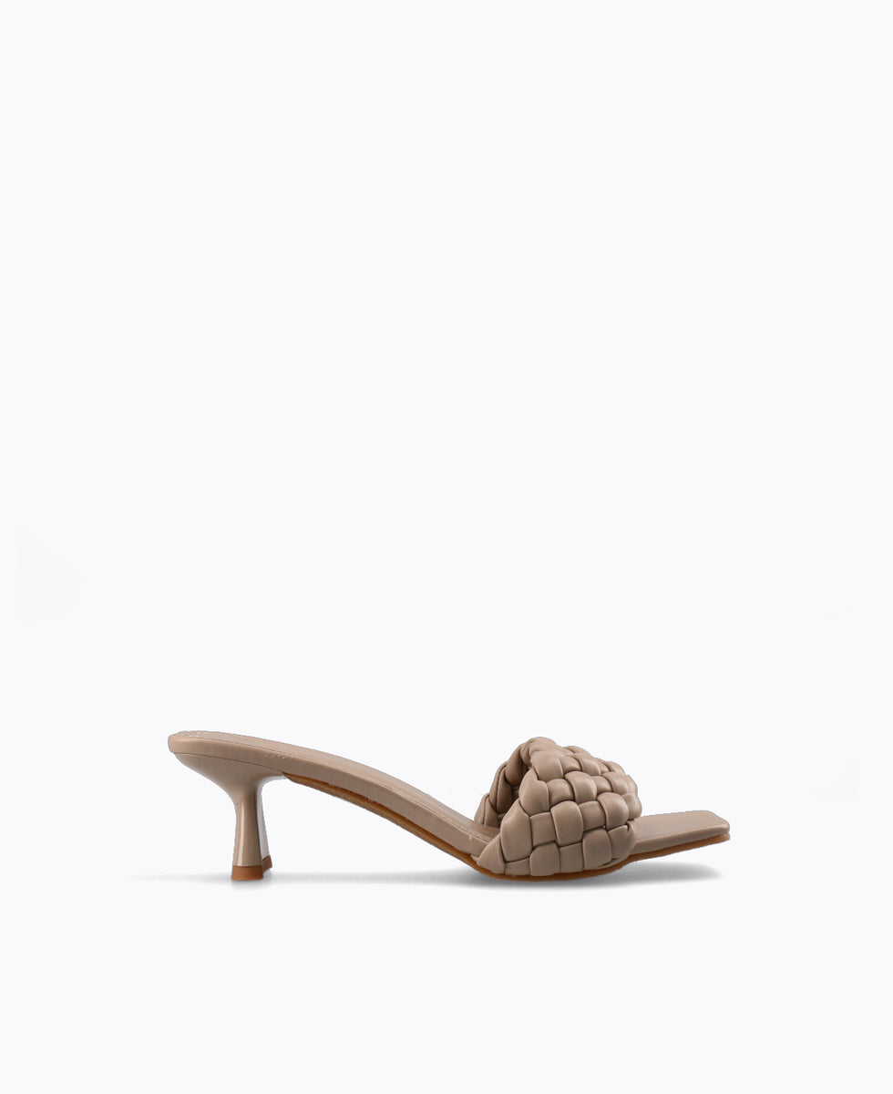 Rhea Mule Heel Sandals - Taupe – DMK