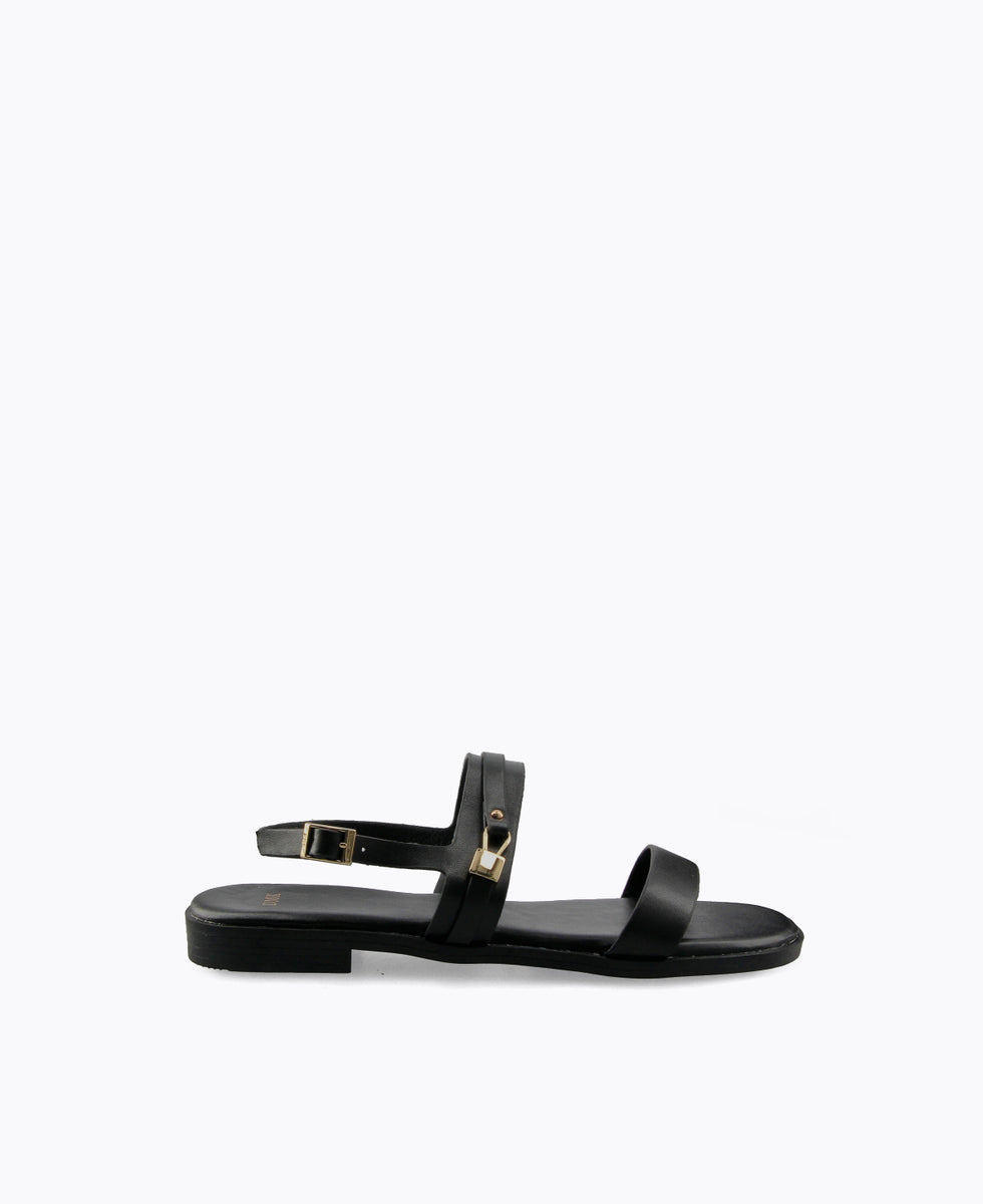 Elena Flat Sandals - Black – DMK