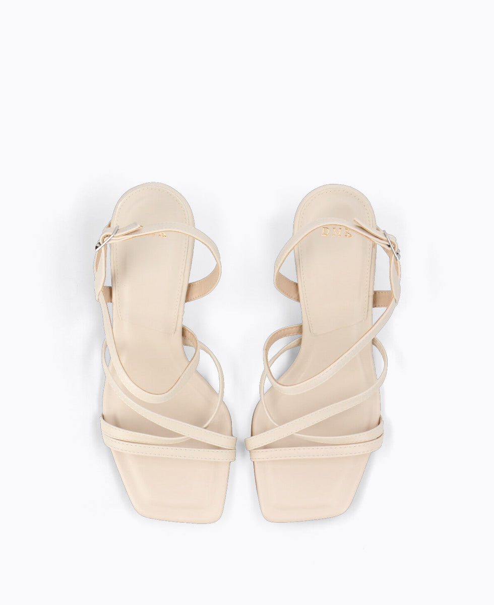 Athena Strappy Heel Sandals - Beige – DMK