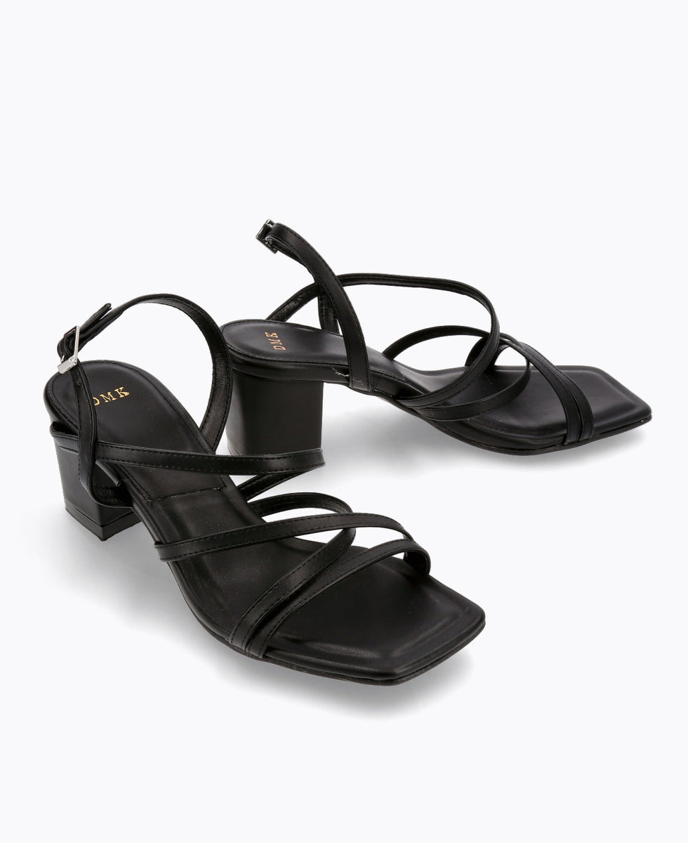 Athena Strappy Heel Sandals - Black – DMK