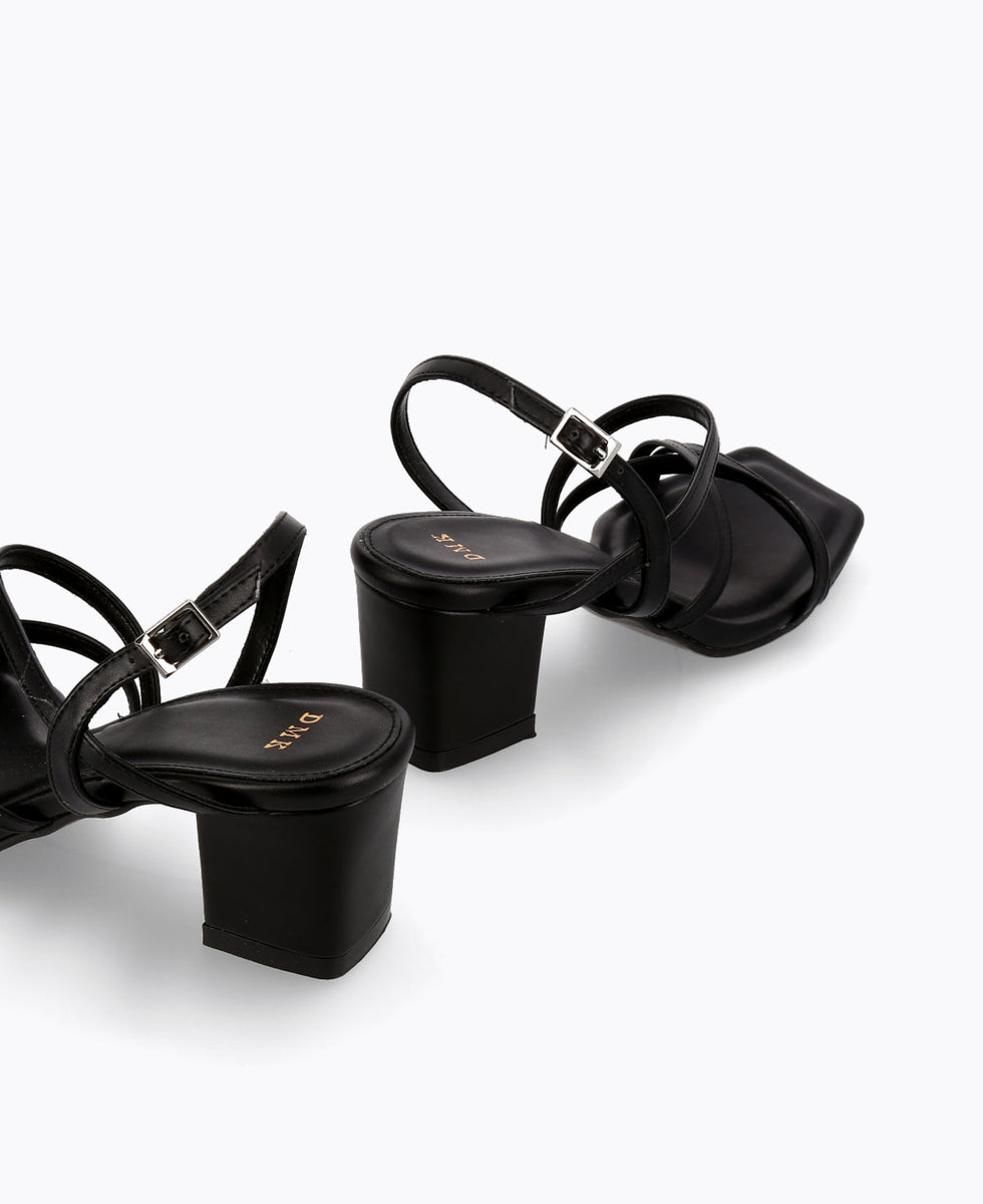 Athena Strappy Heel Sandals - Black – DMK