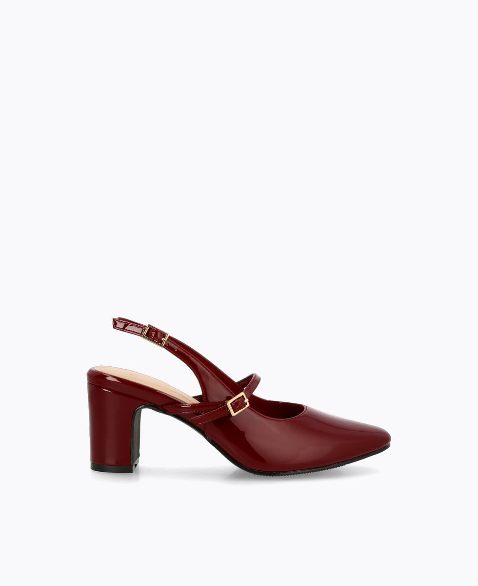 Lena Slingback Mary Janes - Maroon – DMK