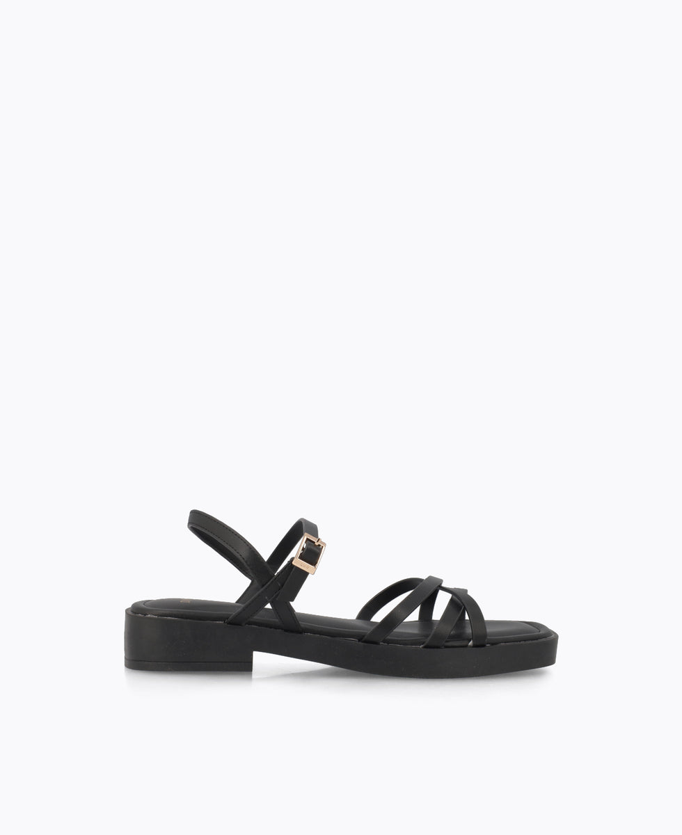 Holly Strappy Platform Sandals - Black – DMK