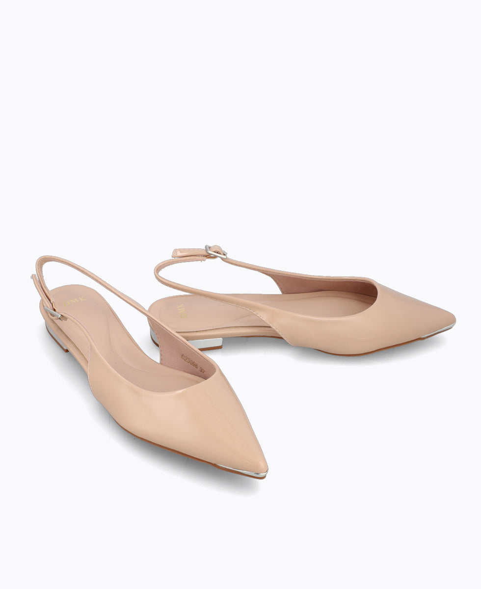Bella Slingback Flat Pumps - Nude – DMK