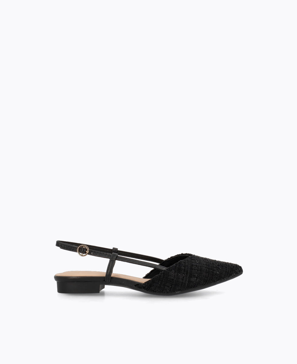 Brianna Slingback Flat Pumps - Black – DMK