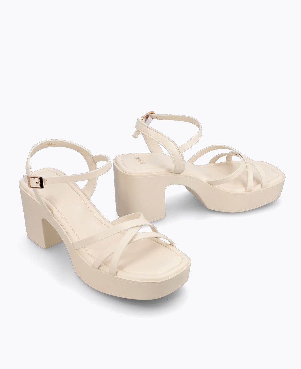 Hazel Platform Heel Sandals - Beige – DMK