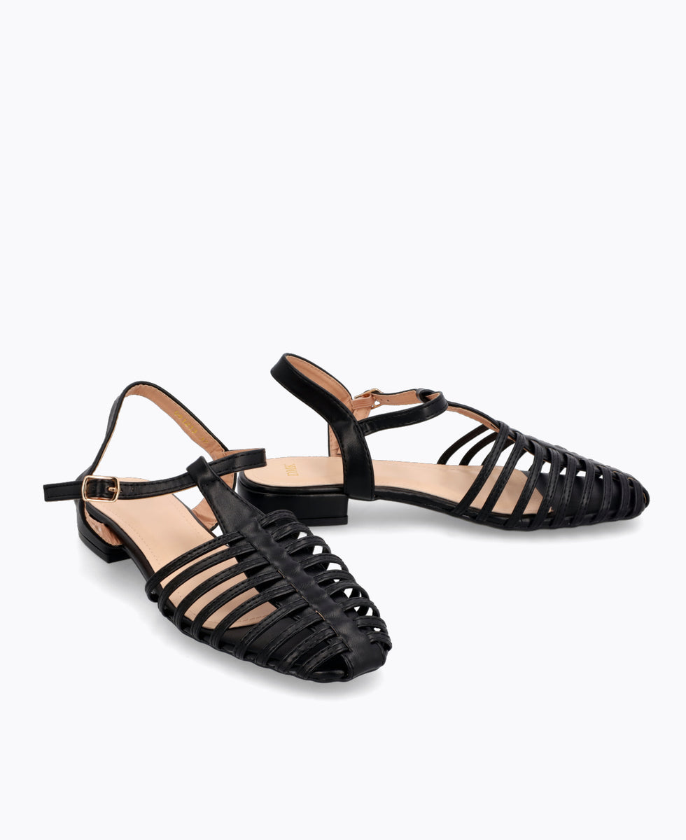 Bernice Flat Sandals - Black – DMK